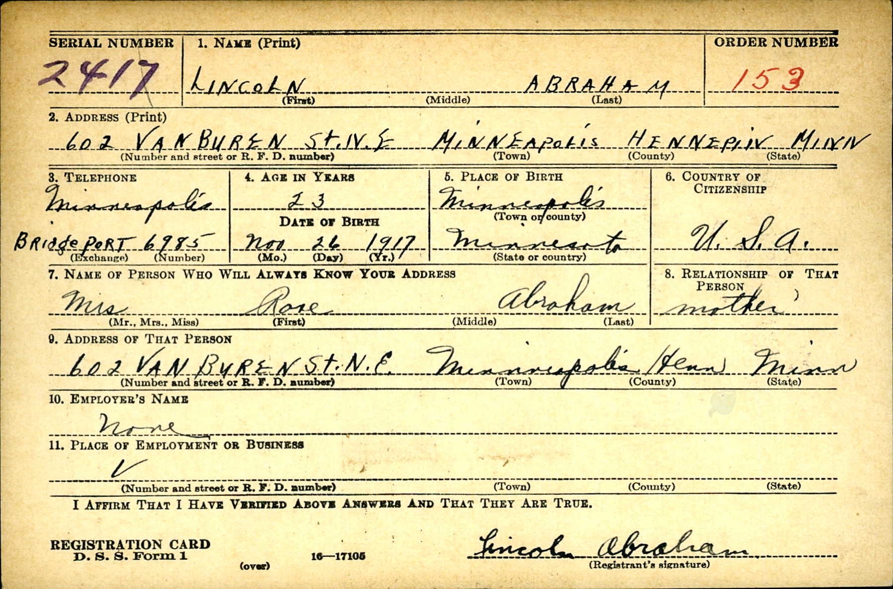 Draft Registration Cards – Edison Heroes